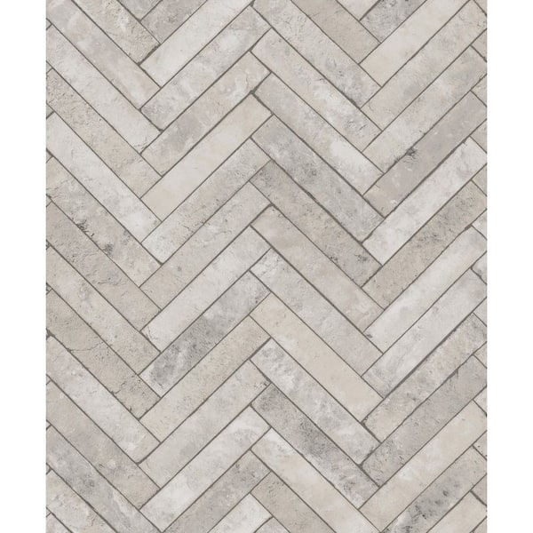 Bricks and More Collection Grey Herringbone Brick Matte Finish Vinyl on ...