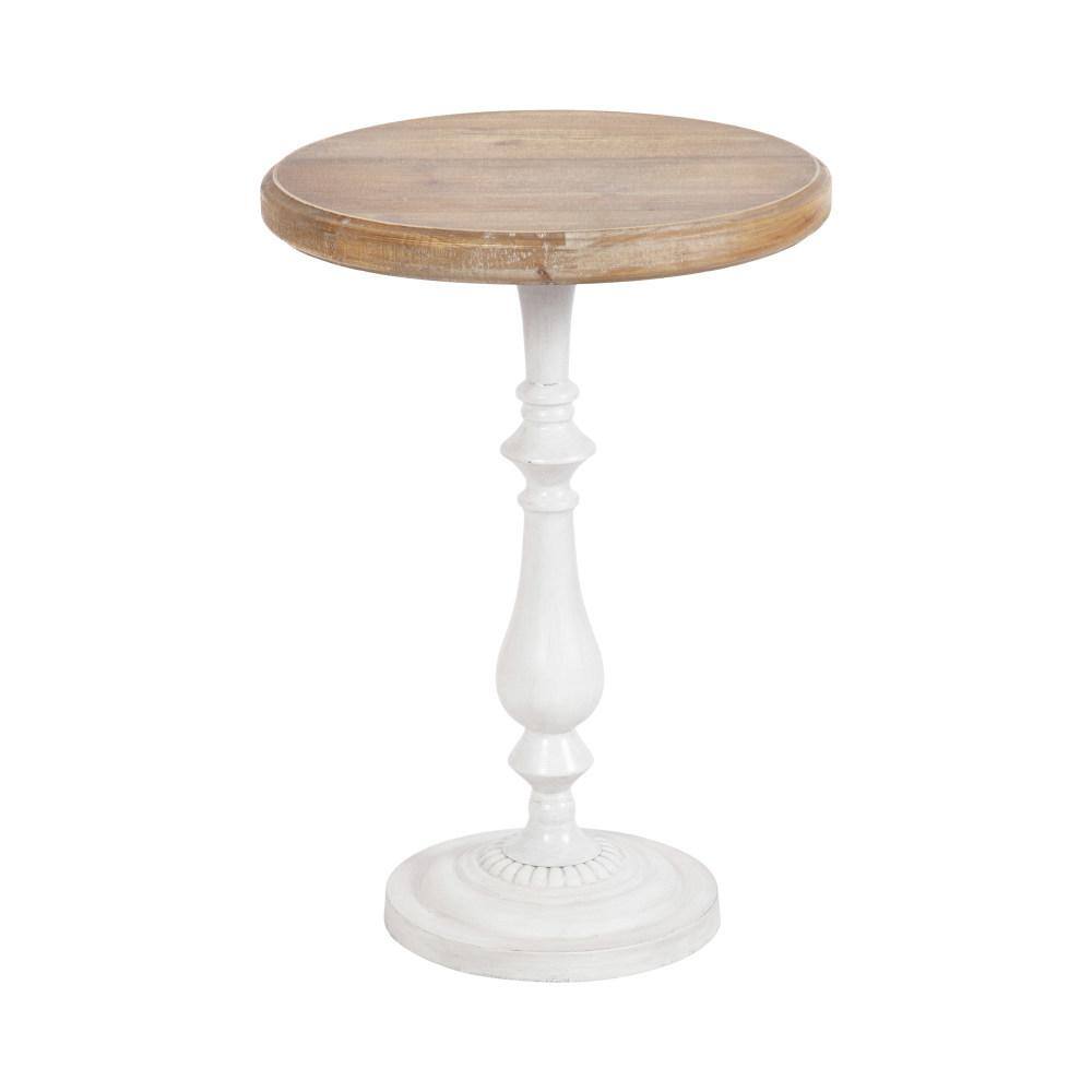 Kate and Laurel Wixley 18 in. White Round Wood Veneer/MDF End Table ...