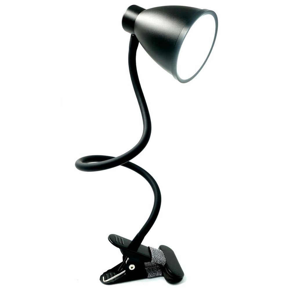 BeamBox 19 in. Black LED Clip-On Desk Lamp with Clamp, 5-Color Modes ...