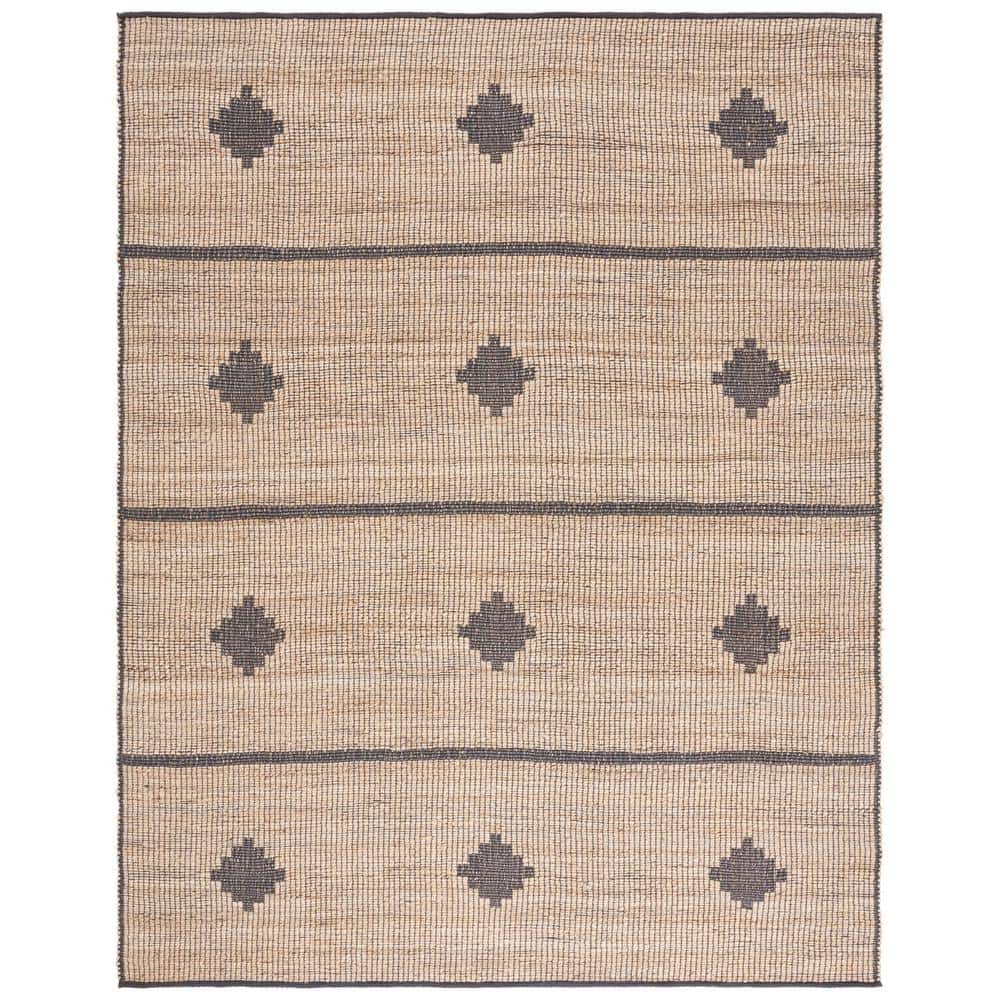SAFAVIEH Natural Fiber Beige/Gray 8 ft. x 10 ft. Diamond Striped Area ...