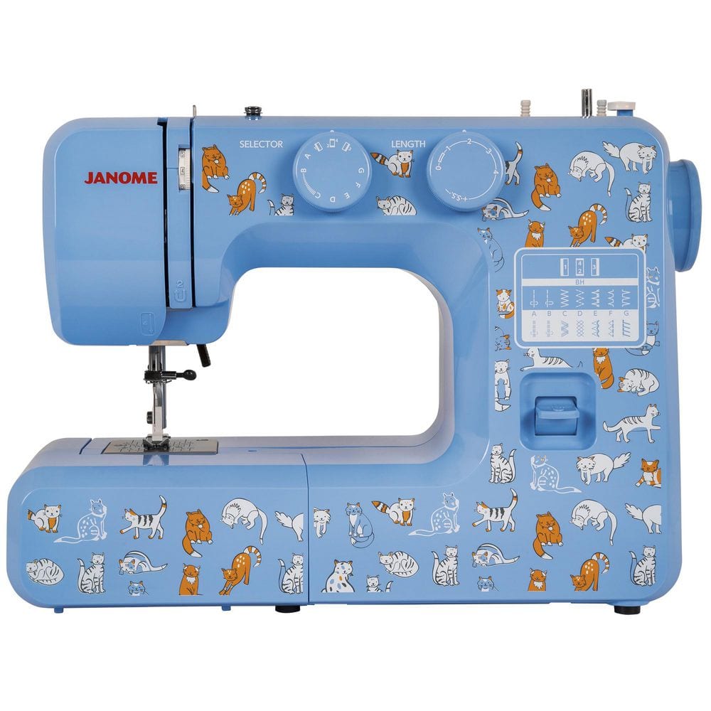 Janome Cat Fancy Blue and Orange 15 Stitch Easy-to-Use Sewing Machine ...