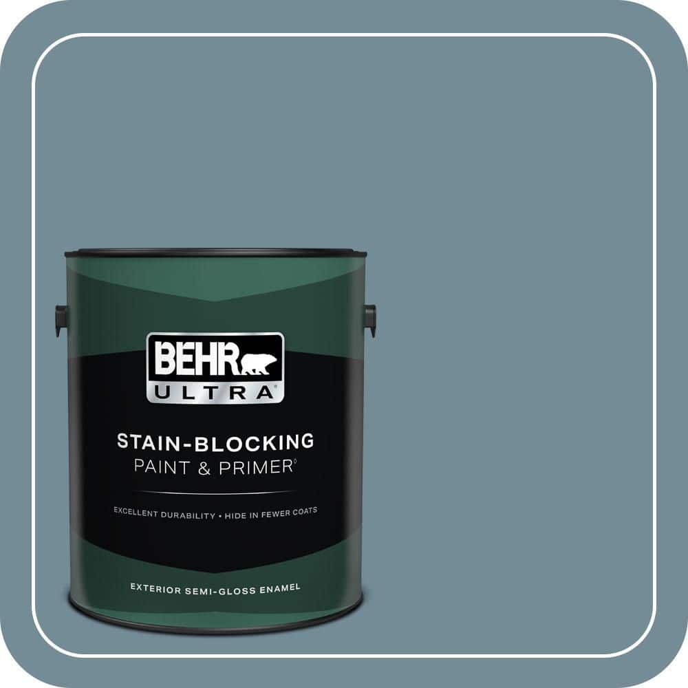 BEHR ULTRA 1 gal. #QE-54 Shaker Blue Semi-Gloss Enamel Exterior Paint ...