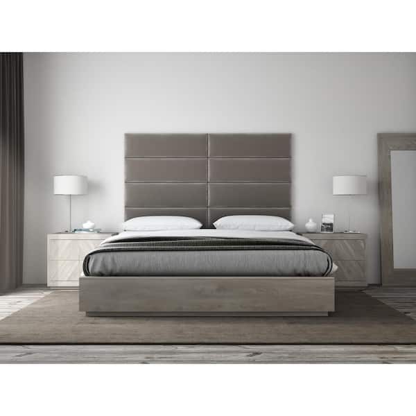 VANT Plush Velvet Gothic Grey Twin King Upholstered Headboards Accent Wall Panels VDG394