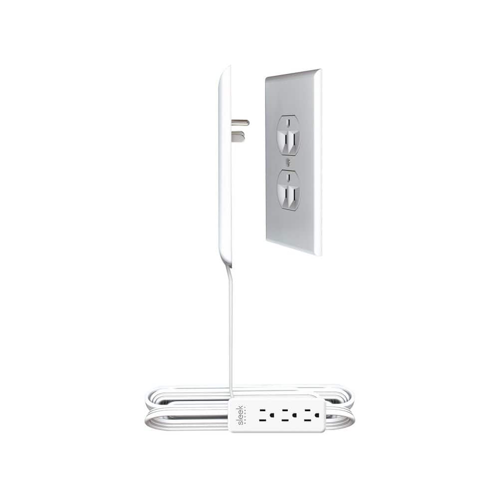 Sleek Socket Inverted 8 ft. 3-Outlet Cord and Plug Concealer with Cord ...