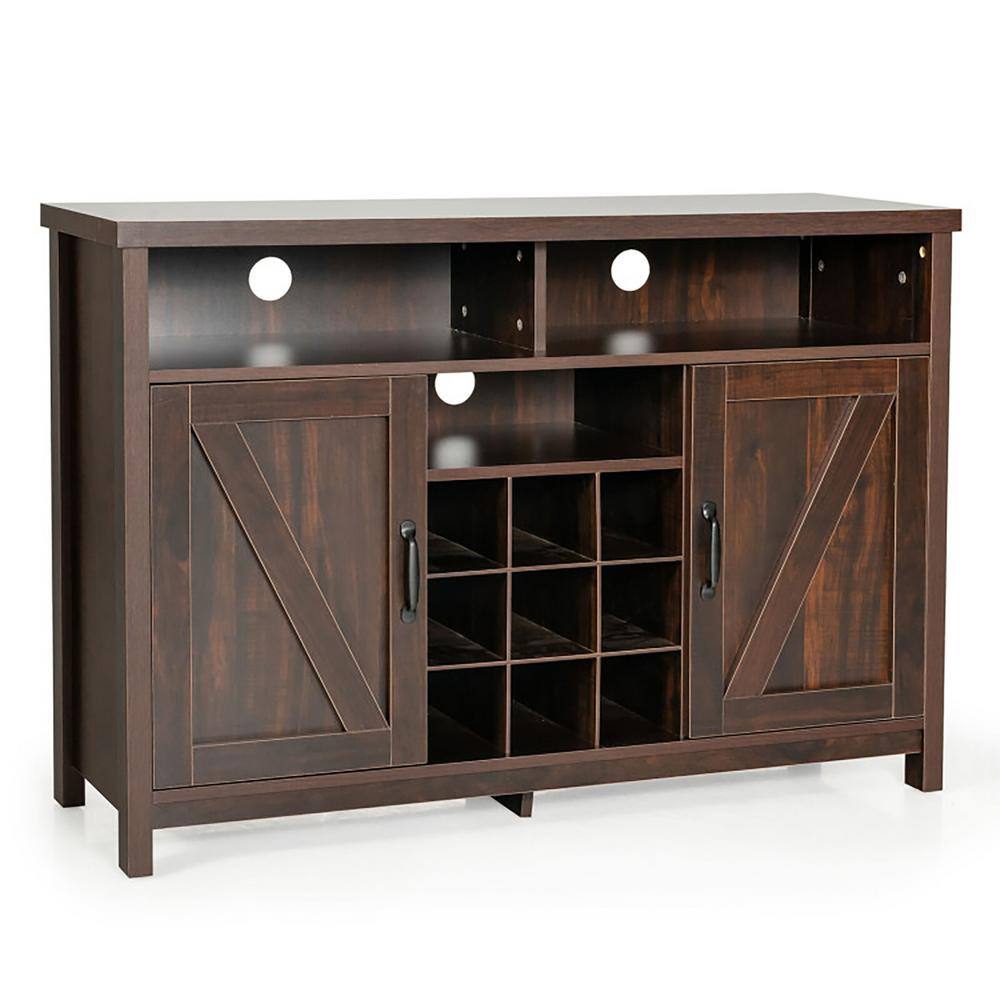 Boyel Living Brown Wood 45 in. Buffet Sideboard with 9-Wine Racks BL ...