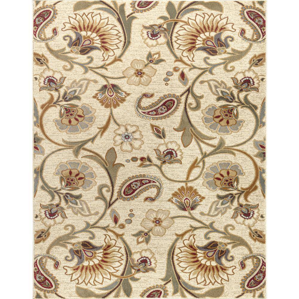 Tayse Rugs Impressions Floral Beige 8 ft. x 11 ft. Indoor Area Rug ...
