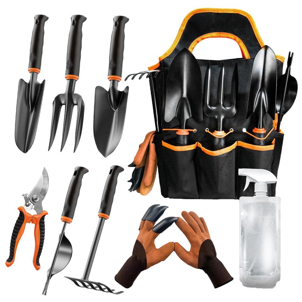 Misopily 10-Piece Garden Tool Set Heavy Duty Steel Non-Slip Grip ...