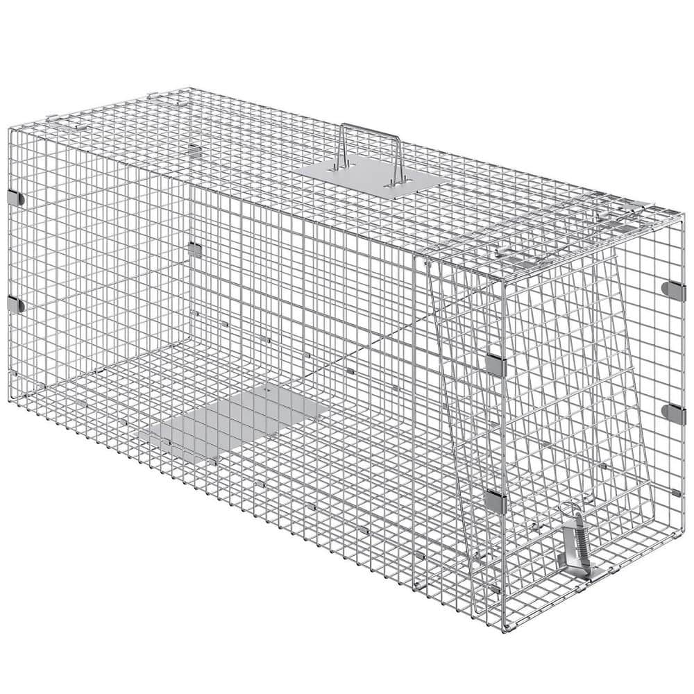 ESILOO 42" Galvanized Humane Live Animal Cage Trap-Foldable with Handle ...