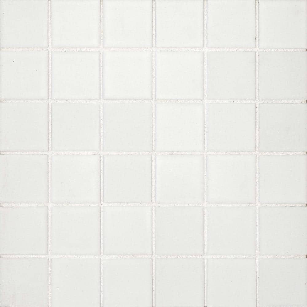 Bedrosians True Square 2 in. x 2 in. Matte White Porcelain Mosaic Tile ...