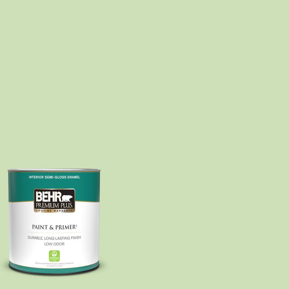 BEHR PREMIUM PLUS 1 qt. #430C-3 Peridot Semi-Gloss Enamel Low Odor ...