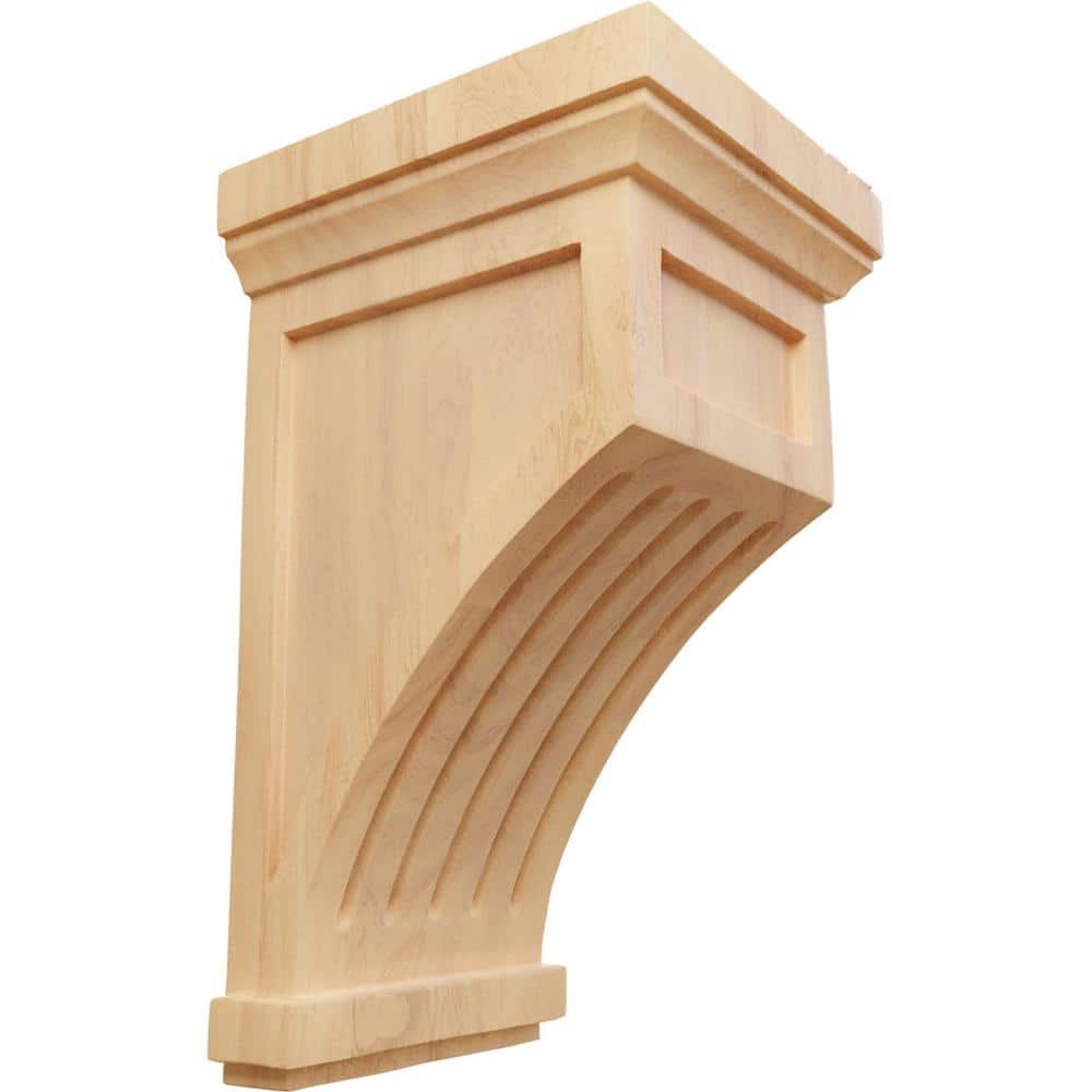 Ekena Millwork 7 in. x 7-1/2 in. x 13 in. Red Oak Fluted Corbel ...