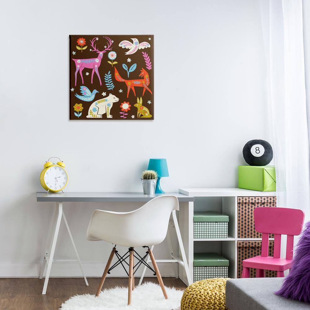 Stupell Industries Forest Folk Animals with Florals by Hannah Moren ...