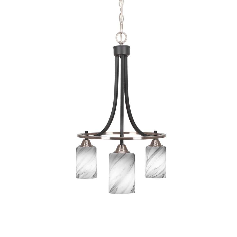 Madison 3-Light Matte Black and Brushed Nickel Round Chandelier with 4 ...