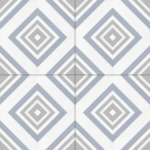 ANDOVA Bliss Revival Blue/Tan/White 8 in. x 8 in. Porcelain Matte ...