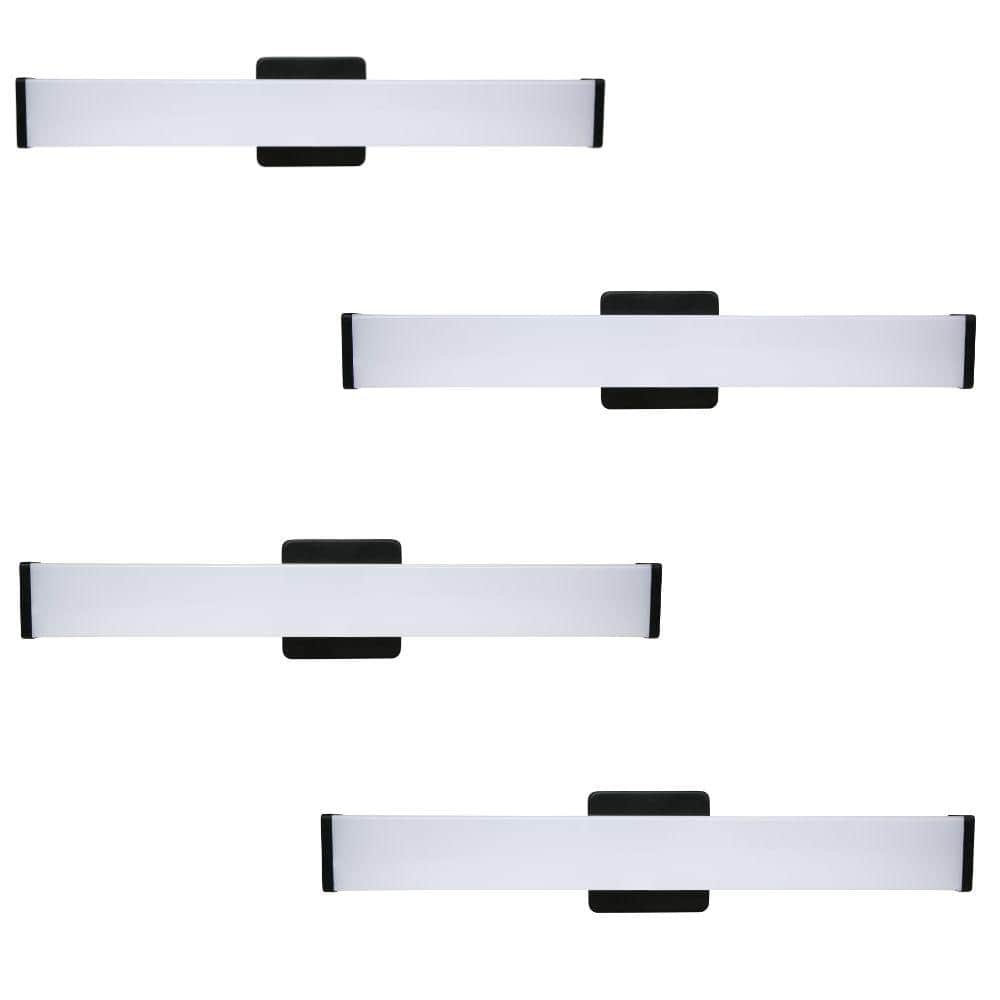 Hampton Bay Grantham 24 in. Matte Black LED Vanity Light Bar Bathroom ...