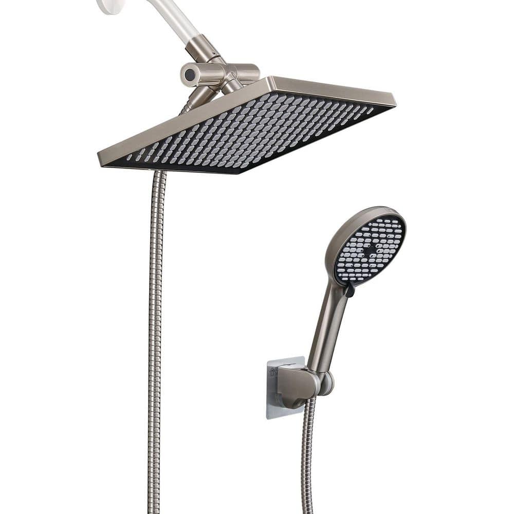 Heemli Rainfall Shower Head Combo 6-Spray 12 in. Wall Mount Dual Shower ...