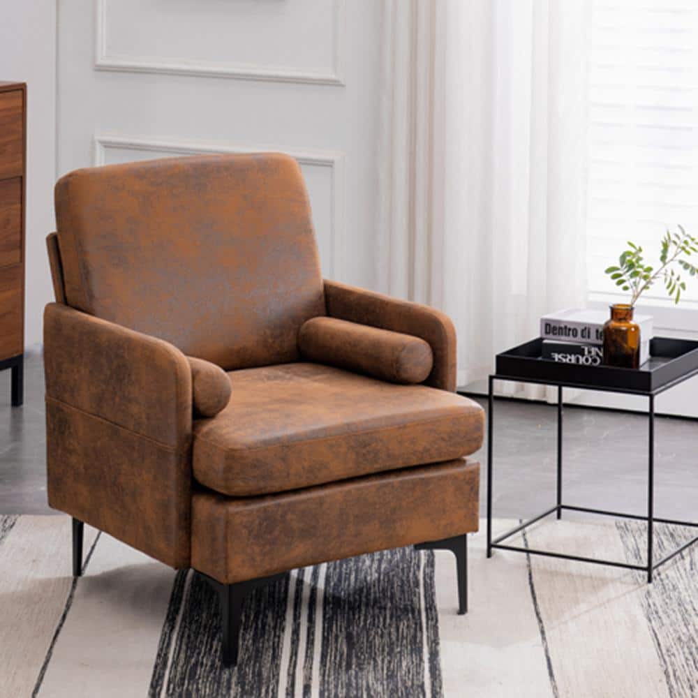 Karl home NUC 26.38 In. W Rust Fabric Arm Chair with Cushion ...