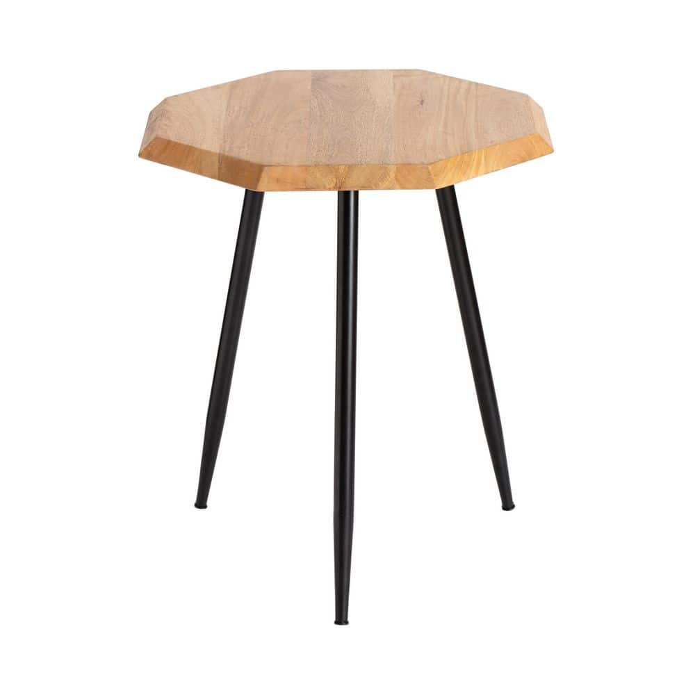MH LONDON Rolande 20 in Natural 23 in Hexagonal Mango Wood End Table ...
