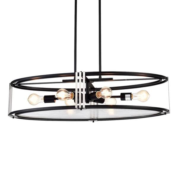 Edvivi 6-Light Black and Brushed Nickel Oval Kitchen Island Chandelier ...
