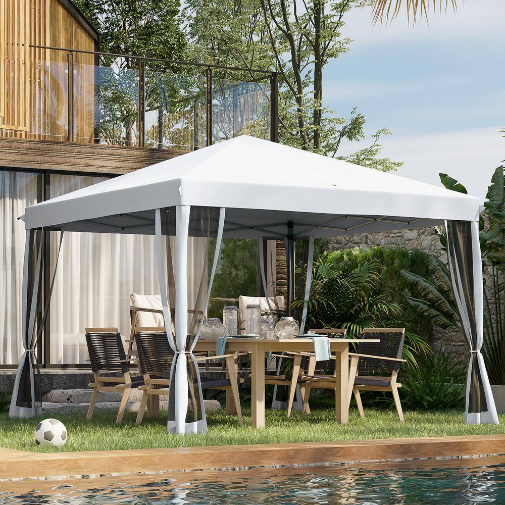 ToolCat 10 ft. x 10 ft. Pop Up Canopy Tent with Netting, Instant Gazebo ...