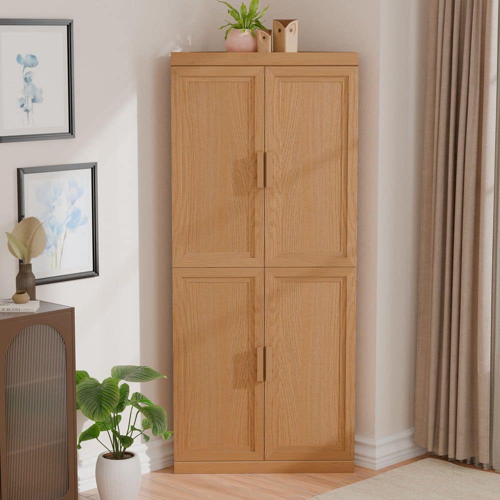 Dovelina Natural Wooden 36 in. Storage Cabinet with Adjustable Shelves ...