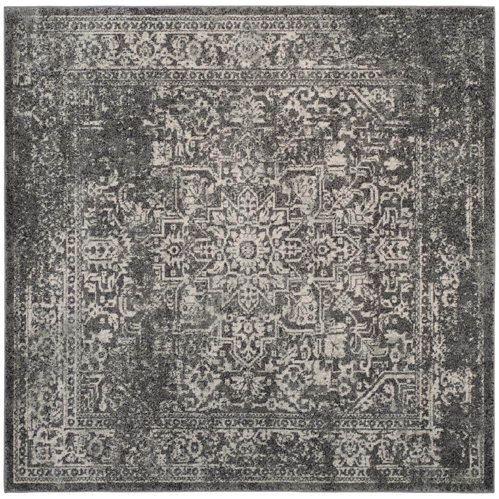 SAFAVIEH Evoke Gray/Ivory 9 ft. x 9 ft. Square Border Medallion ...