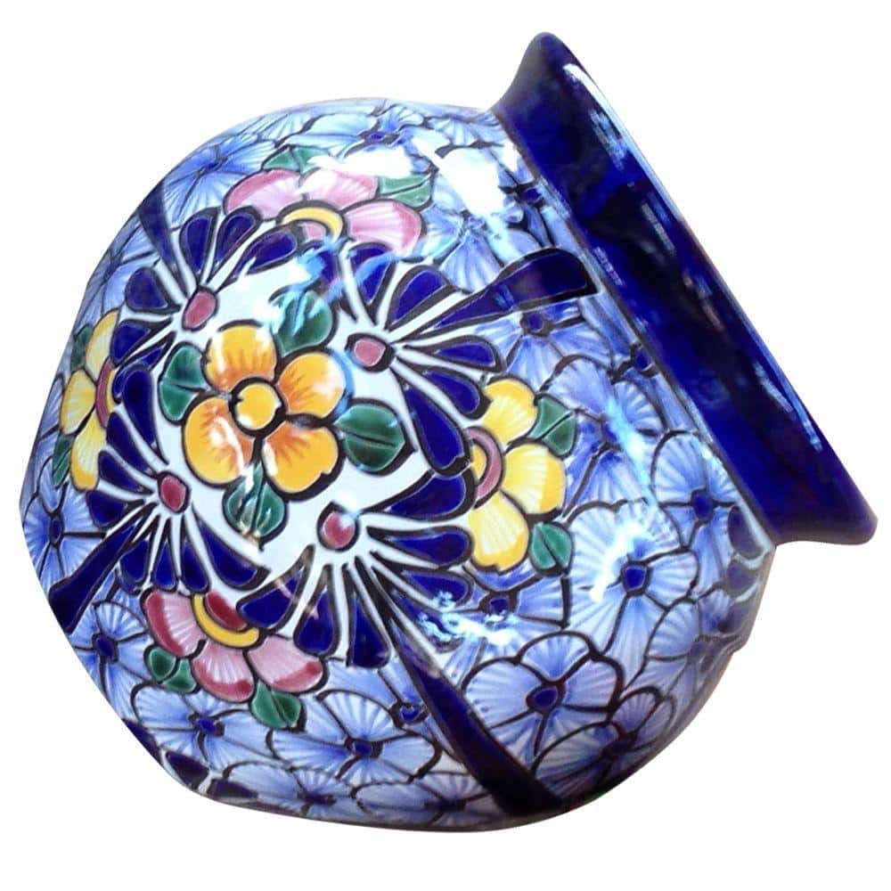Ravenna Pottery Talavera 13 in. Tilted Round Ceramic Chata Pot - A 1 ...
