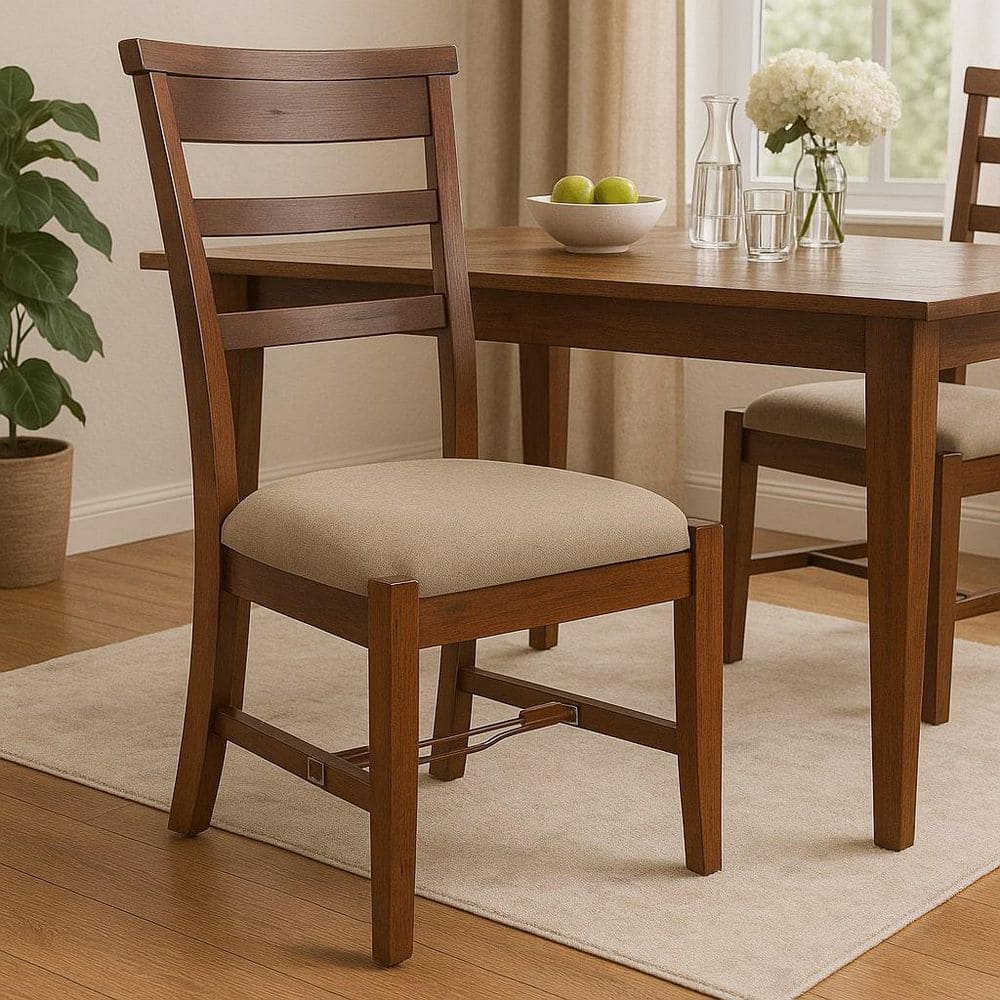HOME IMPORTS EMPORIUM Brown/Beige Fabric Upholstered Wood Frame Dining ...