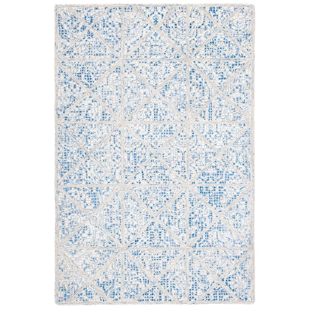 SAFAVIEH Artistry 4 ft. x 6 ft. Blue/Natural Ornamental Diamond Area ...
