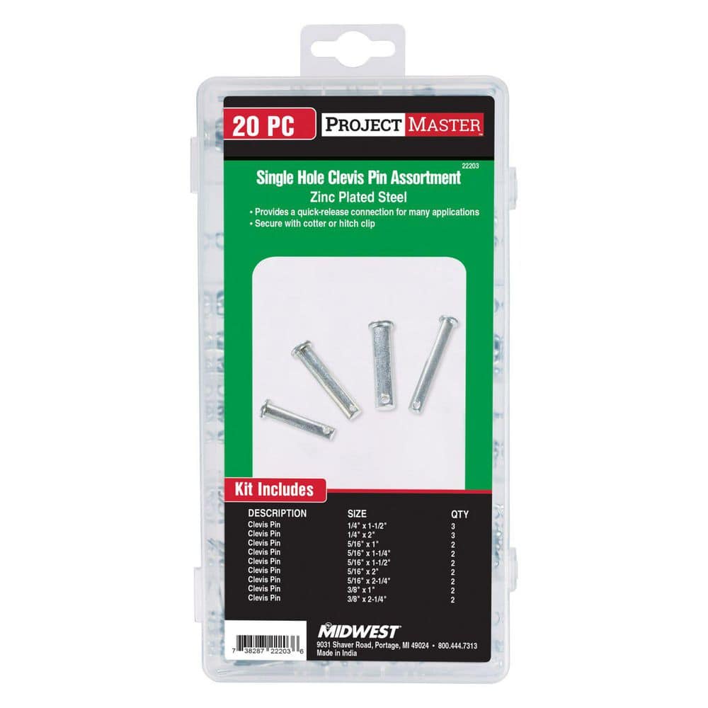 PROJECT MASTER Single Hole Clevis Pin Kit-Zinc 22203 - The Home Depot
