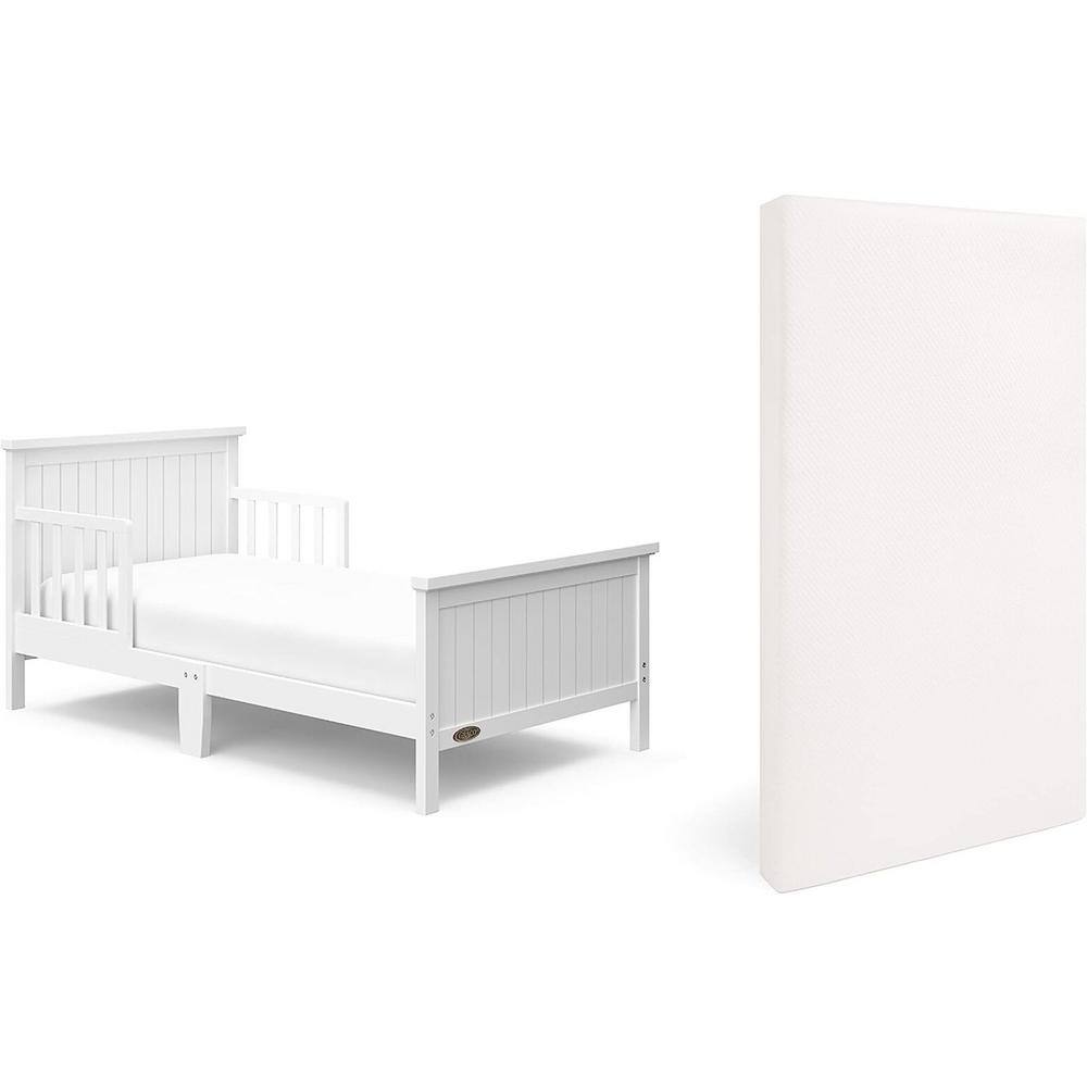 Graco Bailey White Toddler Bed with Premium Foam Crib and Toddler ...