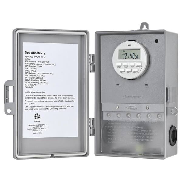 Woods 40-Amp 208-277-Volt DPST 24-Hour Mechanical Time Switch Mechanism ...