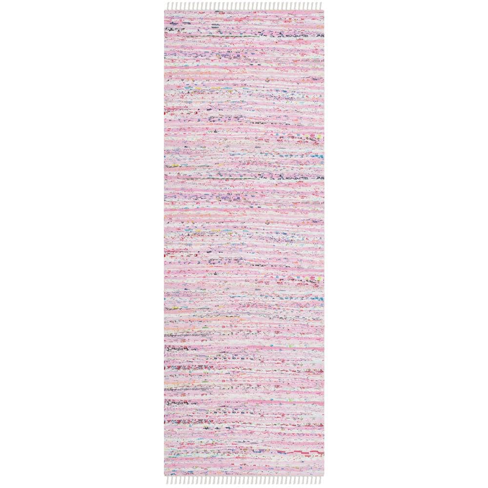 SAFAVIEH Rag Rug Light Pink/Multi 2 ft. x 8 ft. Striped Runner Rug ...