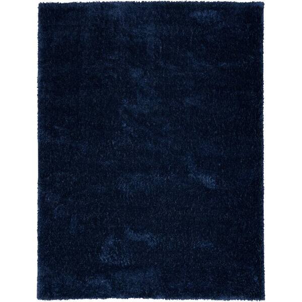 Nourison Pacific Shag Navy 8 ft. x 10 ft. Solid Contemporary Area Rug ...
