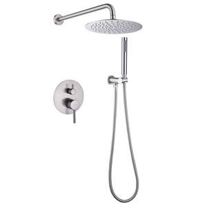 HOMEMYSTIQUE Single Handle 1-Spray Round Shower Faucet 2.5 Gpm Wall Bar ...
