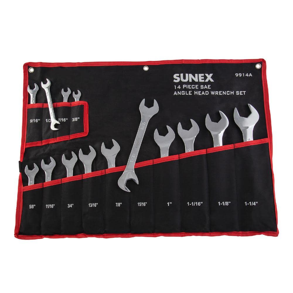 SUNEX TOOLS SAE Angle Head Wrench Set, Full Polish 14 piece 9914A - The ...