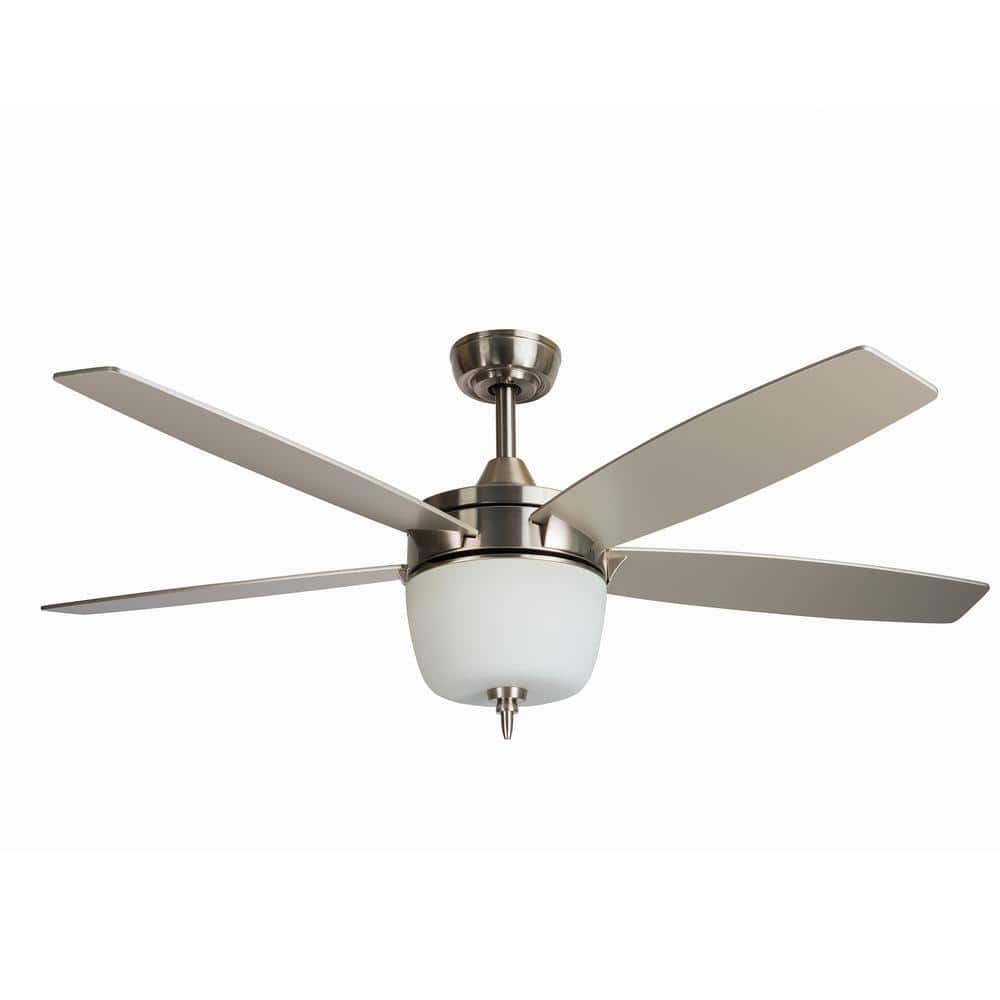 BLUE MOUNTAIN FANS Tulip 52 in. Brushed Nickel LED Ceiling Fan with ...