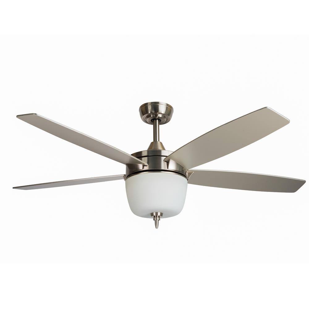 BLUE MOUNTAIN FANS Tulip 52 in. Brushed Nickel LED Ceiling Fan with ...