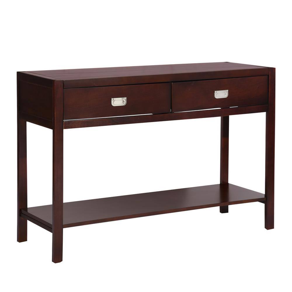 Homy Casa Bianca 44.3 in. Brown Standard Rectangle Wood Console Table ...