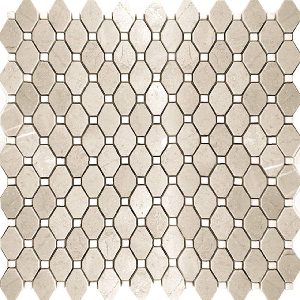 Apollo Tile Beige 4 in. x 5 in. Polished Octagon Marble Mosaic Floor ...