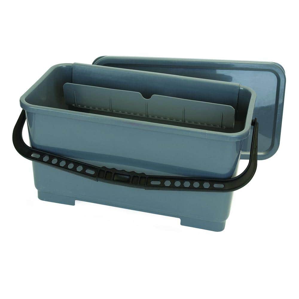 Carlisle 18 in. Rectangular Microfiber Pad and Squeegee Bucket in Gray ...