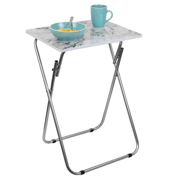 Home Basics Multi-Purpose Foldable Table, Faux Marble Grey/White ...