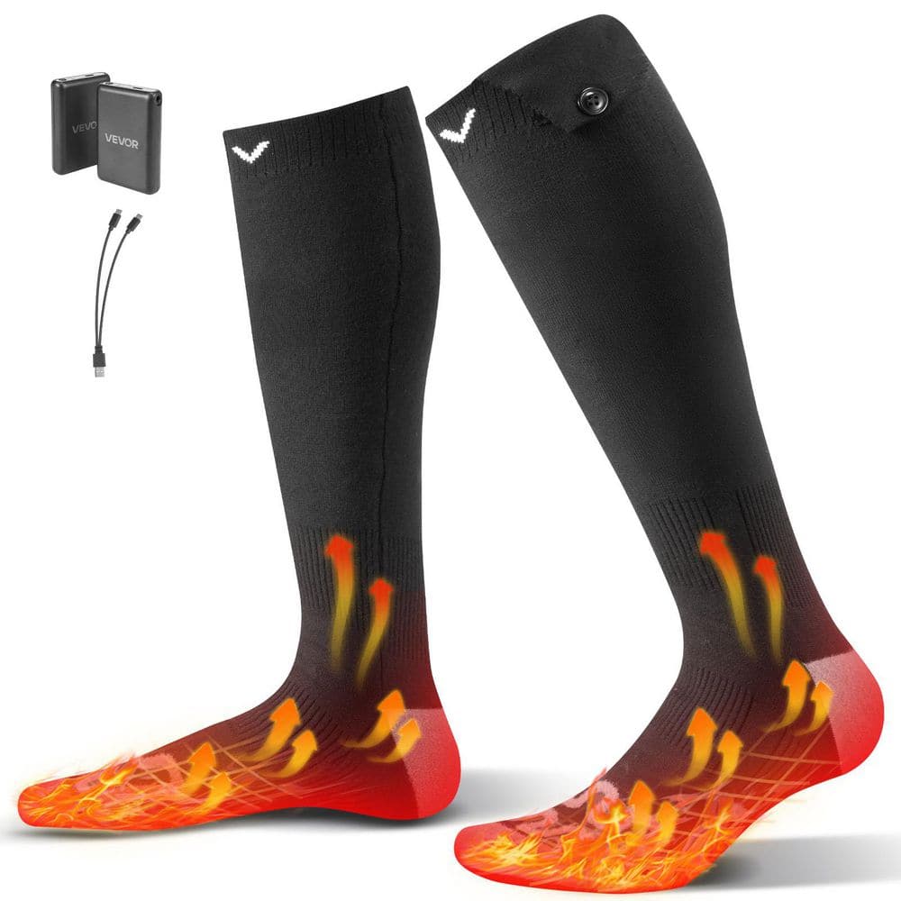 VEVOR Heated Socks, 5000mAh Battery Powered, Rechargeable Heating Socks ...