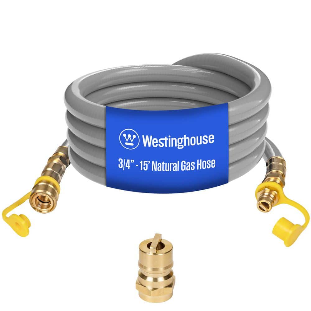 Westinghouse 15 ft. Natural Gas Hose with Adapter, 3/4 in. Dia, For Tri ...