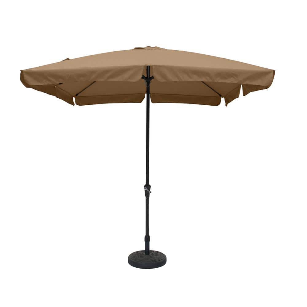 Mondawe 10 ft. x 8 ft. Rectangle Tan Market Patio Umbrella with Base ...