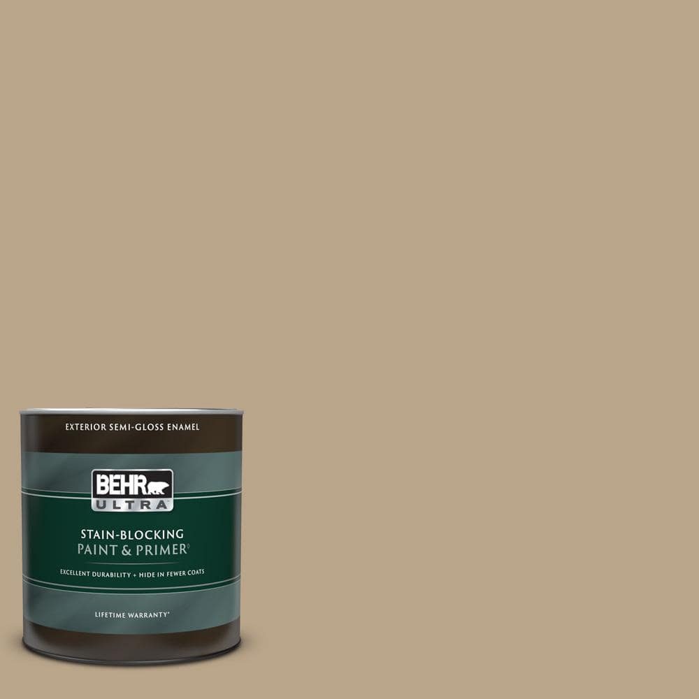 BEHR ULTRA 1 qt. #710D-4 Harvest Brown Semi-Gloss Enamel Exterior Paint ...
