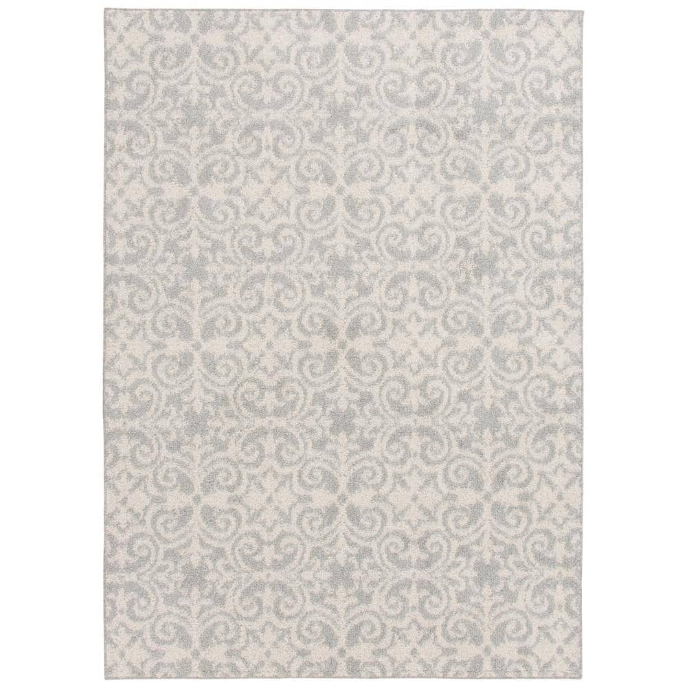 StyleWell White/Light Gray 5 ft. x 7 ft. Lattice Area Rug CL507.291 ...