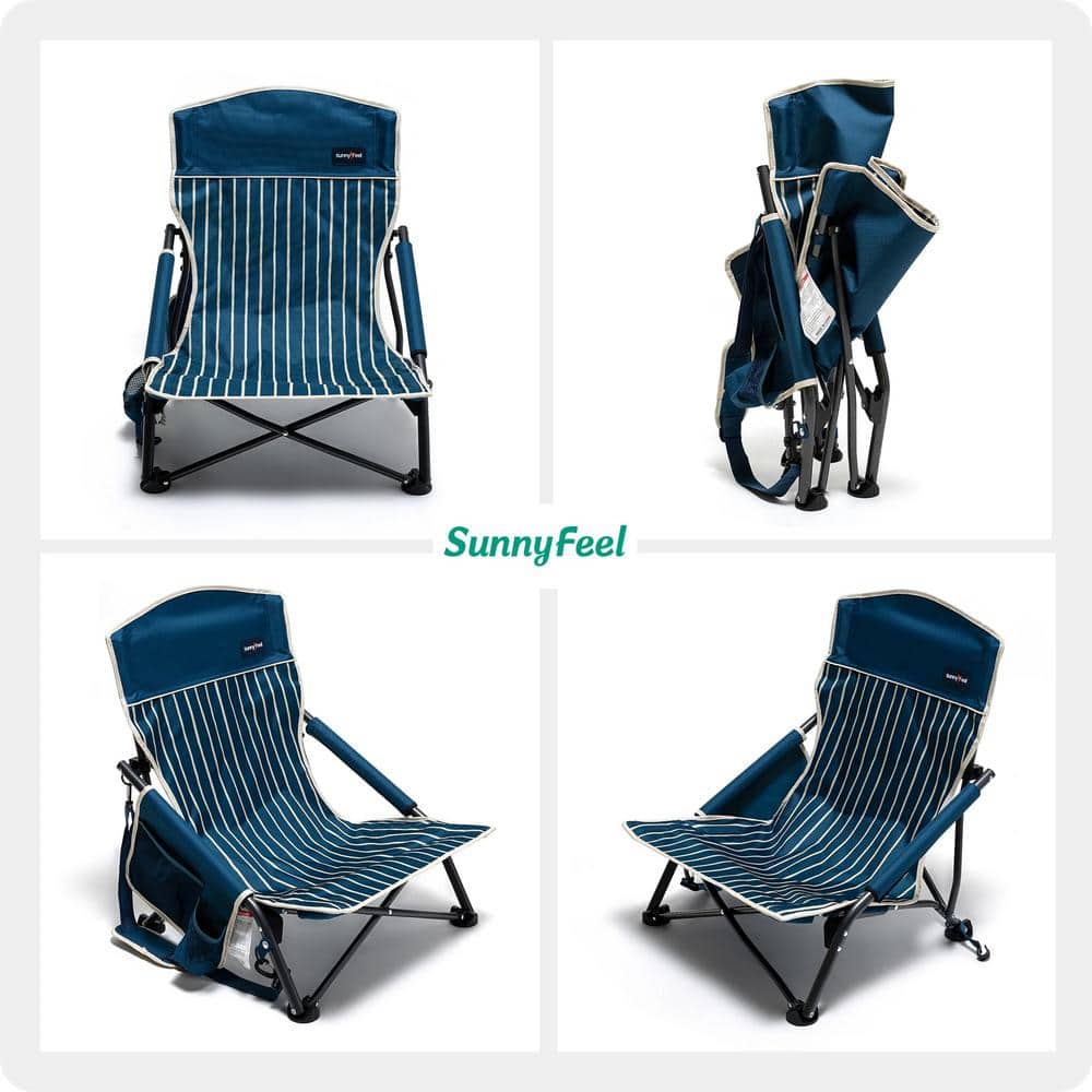 ITOPFOX Navy Blue Steel Portable Folding Camping Chair for Outdoor ...