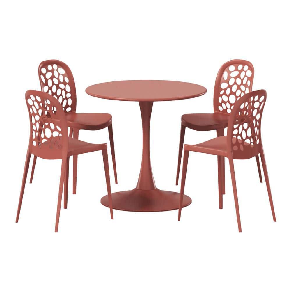 WESTIN OUTDOOR Frond and Form Outdoor Patio Modern 5-Piece Round HDPE ...