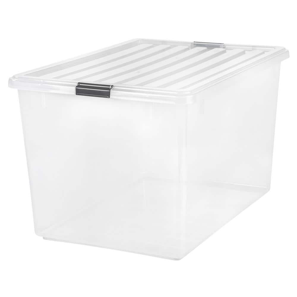 IRIS 132 Qt./33 Gal. Buckle Down Storage Box, Clear 100251 - The Home Depot
